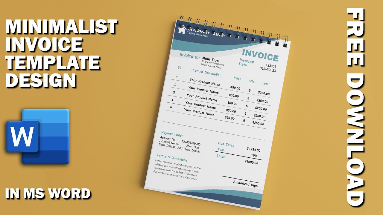 Minimalist Invoice Design Template Full