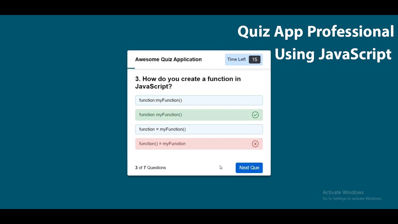How to Create a Quiz App Professional With Timer Using HTML , CSS & JavaScript | CodingCreative