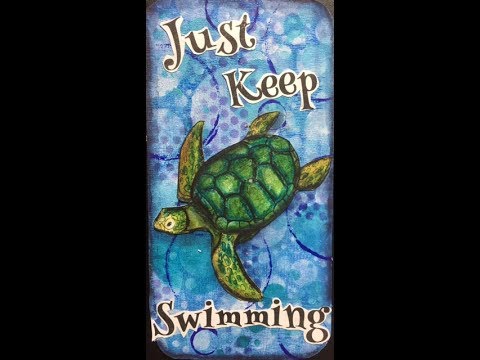 ICAD 51 Just Keep Swimming- Tutorial- Brayered and Stenciled Background