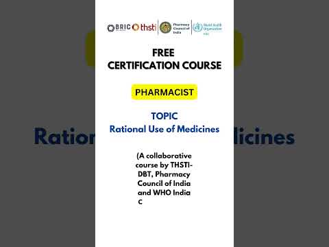 FREE CERTIFICATION COURSE | PHARMACIST | PCI WHO THSTI | SHORTS | #shorts #ytshorts