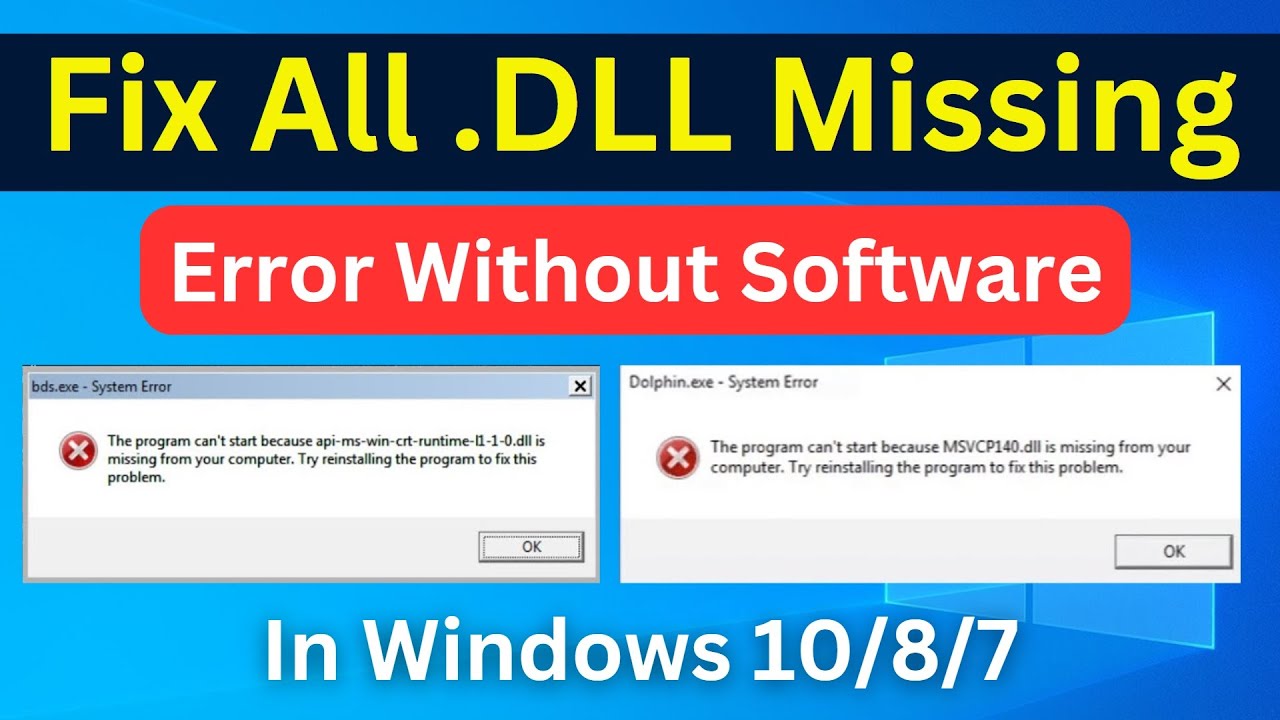 How To Fix DLL Missing Error Windows 10/8/7 | Without Any Software | DLL File Missing (Quickly)