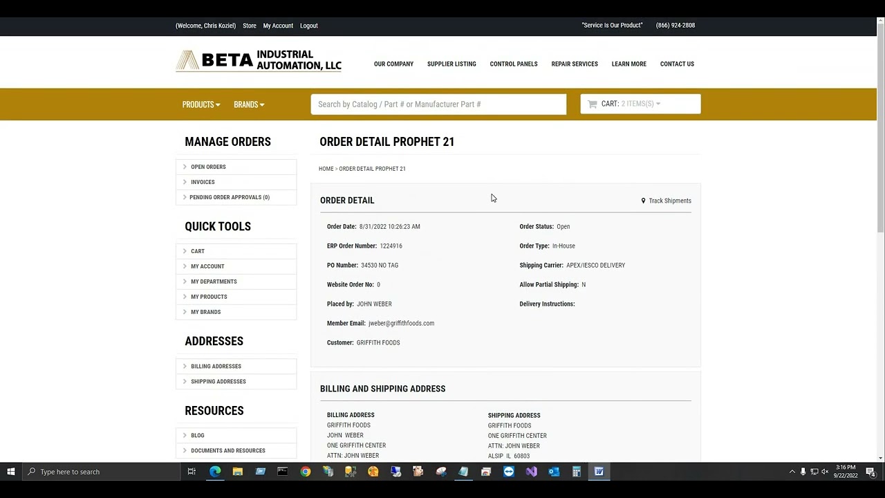 Epicor Prophet 21 Website Integration