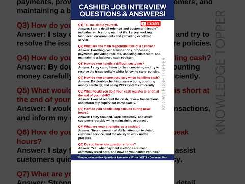 Cashier Interview Questions and Answers | Cashier Job Interview Questions and Answers