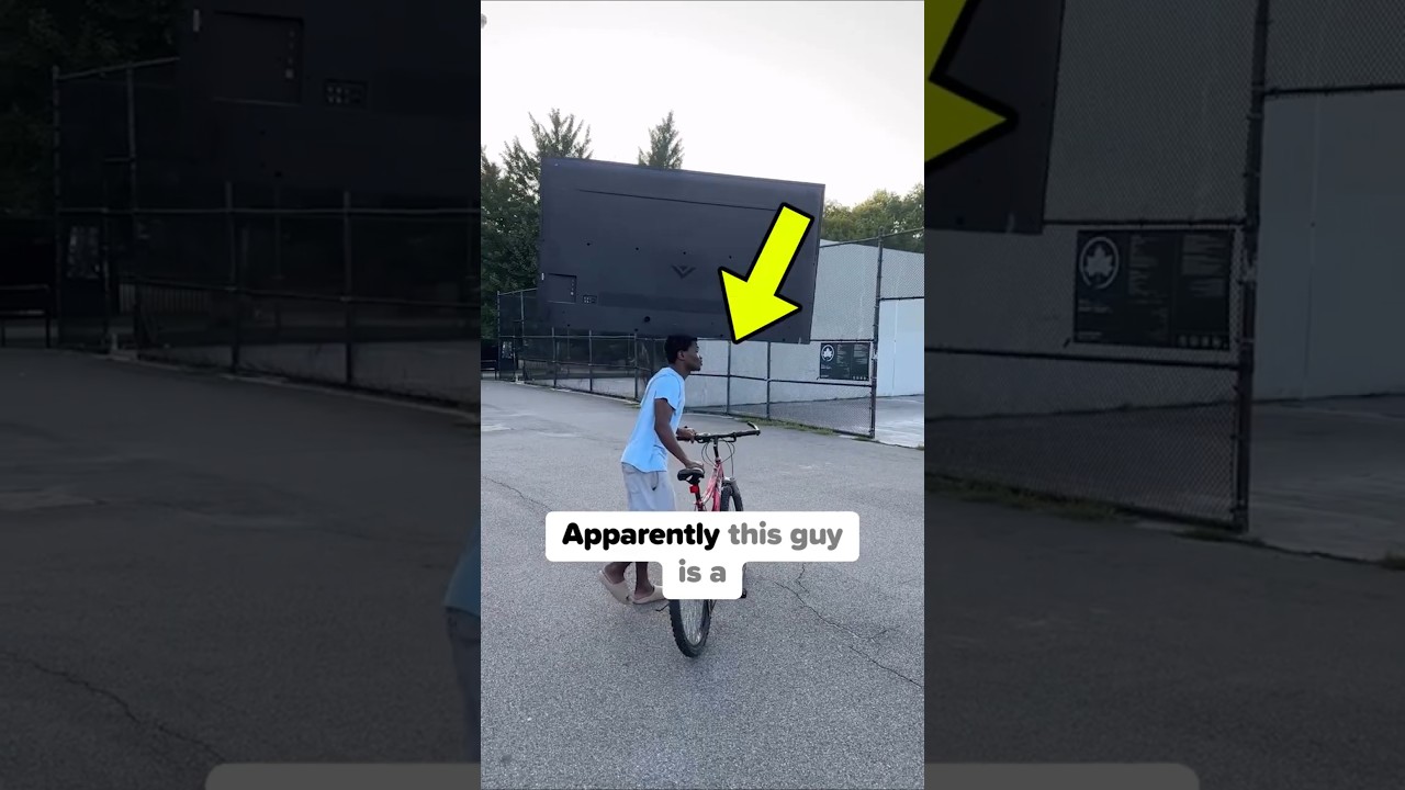 Brooklyn Guy Balances a 75 Inch TV on a Bike! 😱😂