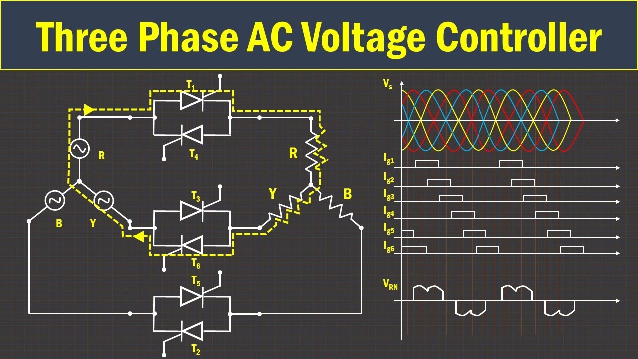 Working of Three Phase AC Voltage Controller || AC to AC Converter || Power Electronics in Hindi
