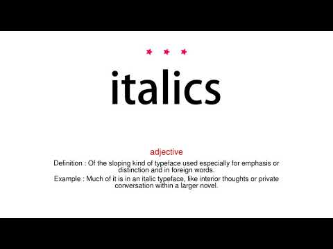 How to pronounce italics - Vocab Today
