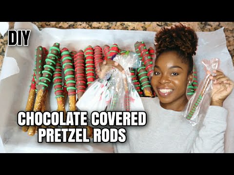 DIY: Holiday Chocolate Covered Pretzel Rods | QUICK & EASY PARTY FAVORS | TAM KAM