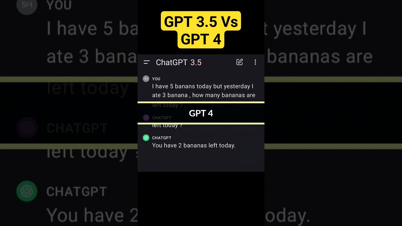 Chat GPT 3.5 Vs GPT 4 #chatgpt  #ai #gpt4 #gpt3.5