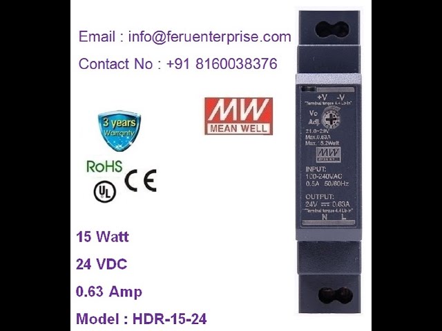 HDR-15 Mean Well SMPS Power Supply - HDR-15-5 Mean Well SMPS Power ...
