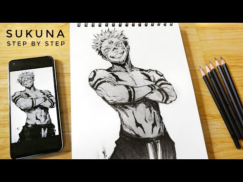 How to Draw Ryomen Sukuna | Full Body Sukuna Drawing Tutorial | Anime Drawing Easy - Jujutsu Kaisen