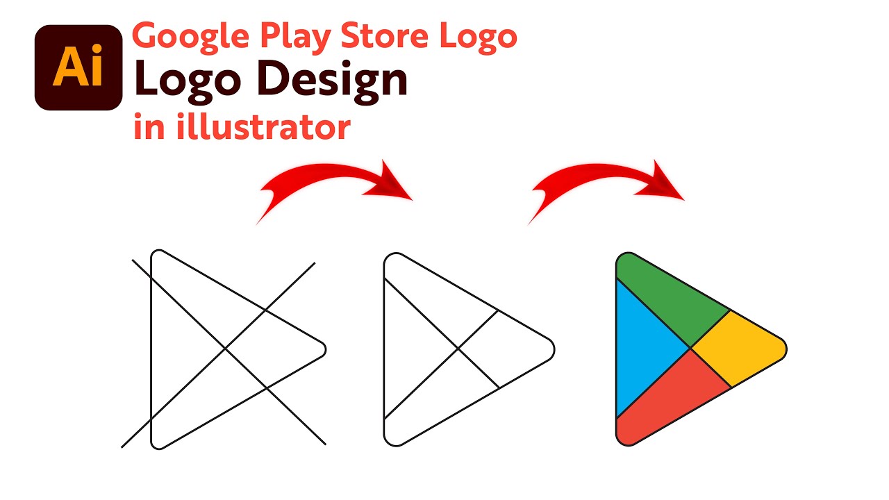 How to Create Google Play store Logo Design in Adobe Illustrator | Google Play store Logo Design