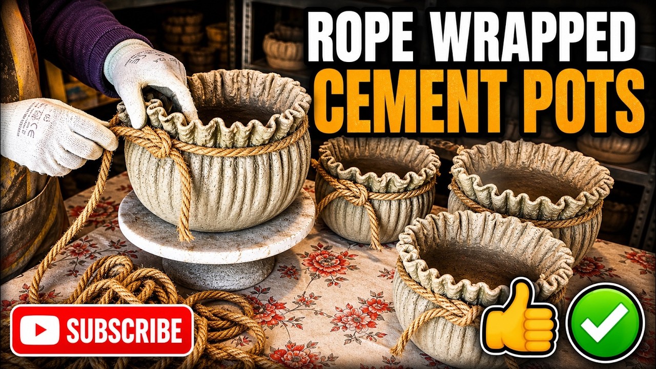 Rope Wrapped Cement Planters | Handmade Concrete Pots DIY