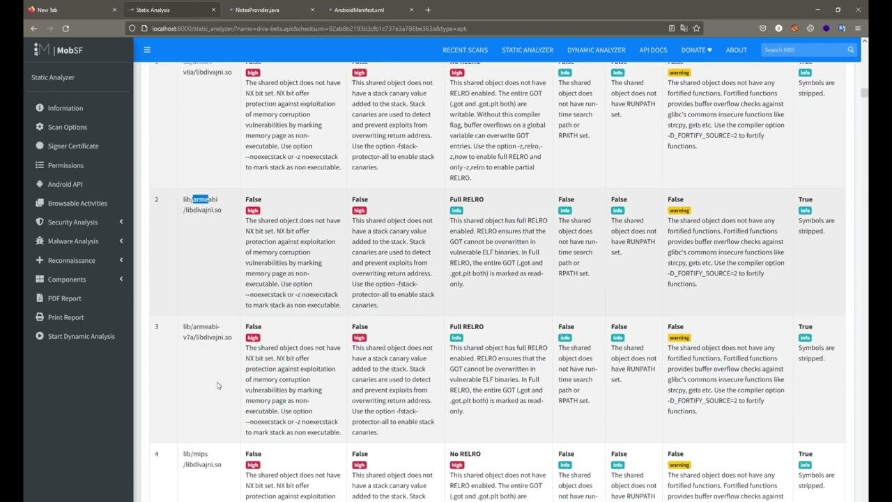 6.1 Analysing Android Application with Mob-SF