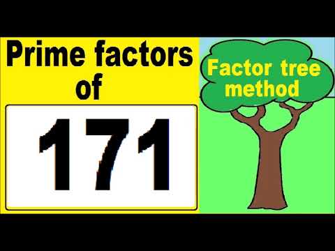 Prime factors of 171. Prime factors decomposition of 171. Factor tree method.