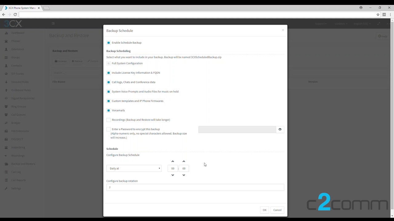 How to configure Automatic Backups on the 3CX Management Console