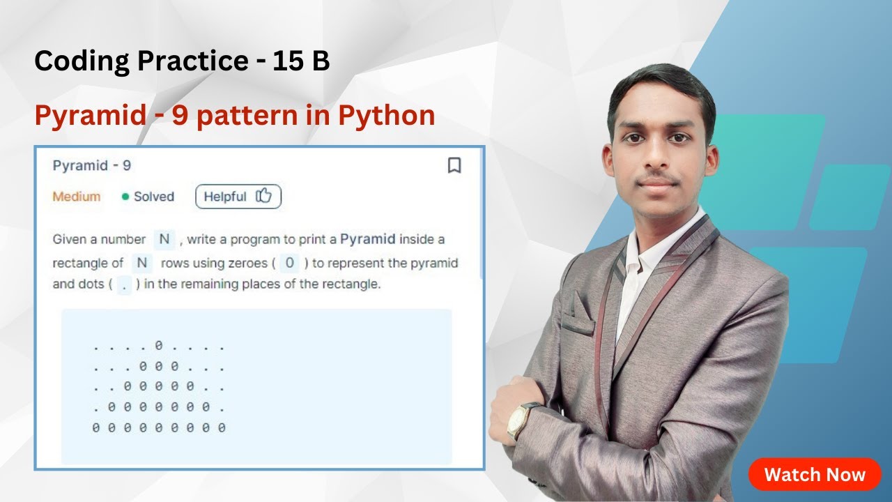 Pyramid - 9 program in Python | Coding Practice 15 B | Pyramid star pattern program| Nxtwave |ccbp