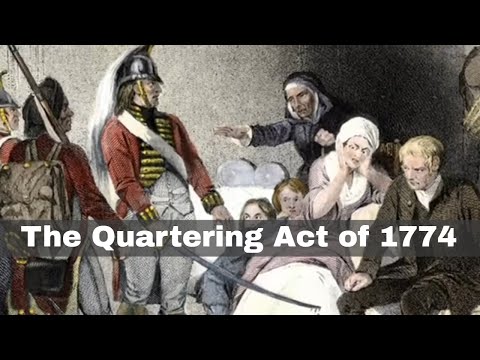 2nd June 1774: The Quartering Act, the fourth of the Intolerable Acts, passed by British Parliament