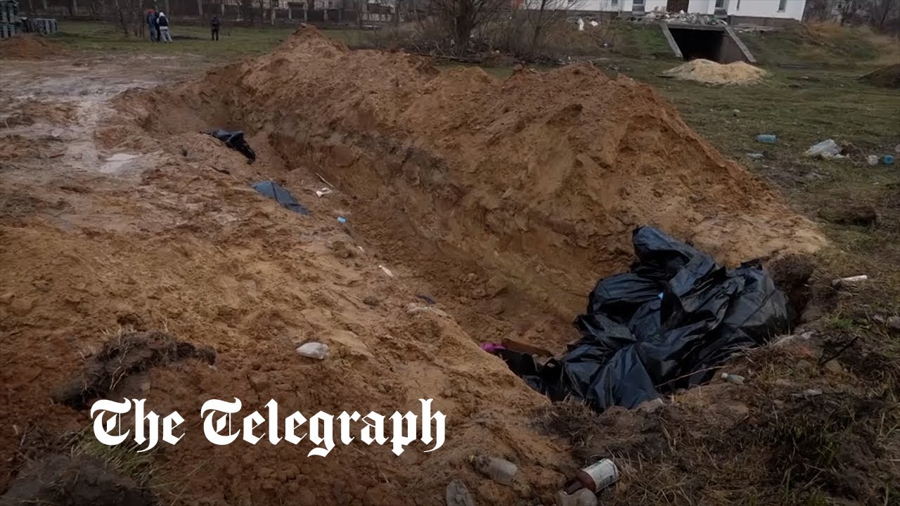 Pictured: The Bucha mass grave that is so large it can be seen by ...