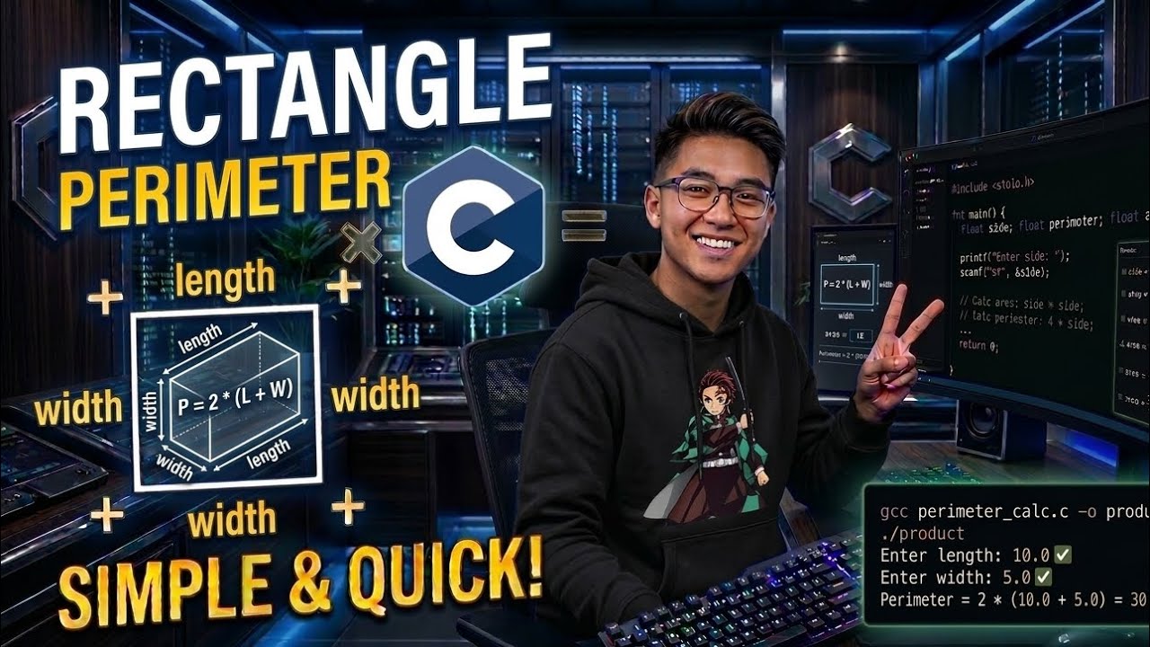  9. C Program to Find the Perimeter of a Rectangle | Step-by-Step @syntaxsnaps