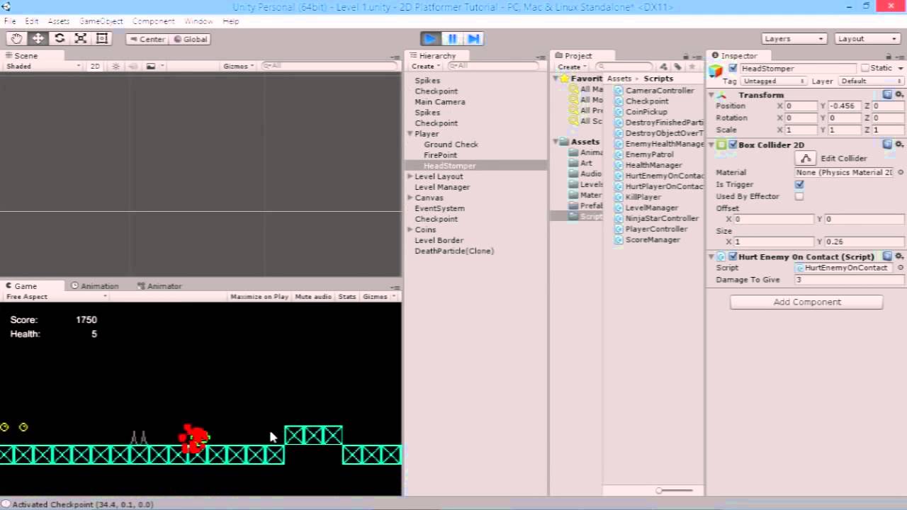 Tutorial Unity2D For Beginner Knockback & Stomping Enemies  2