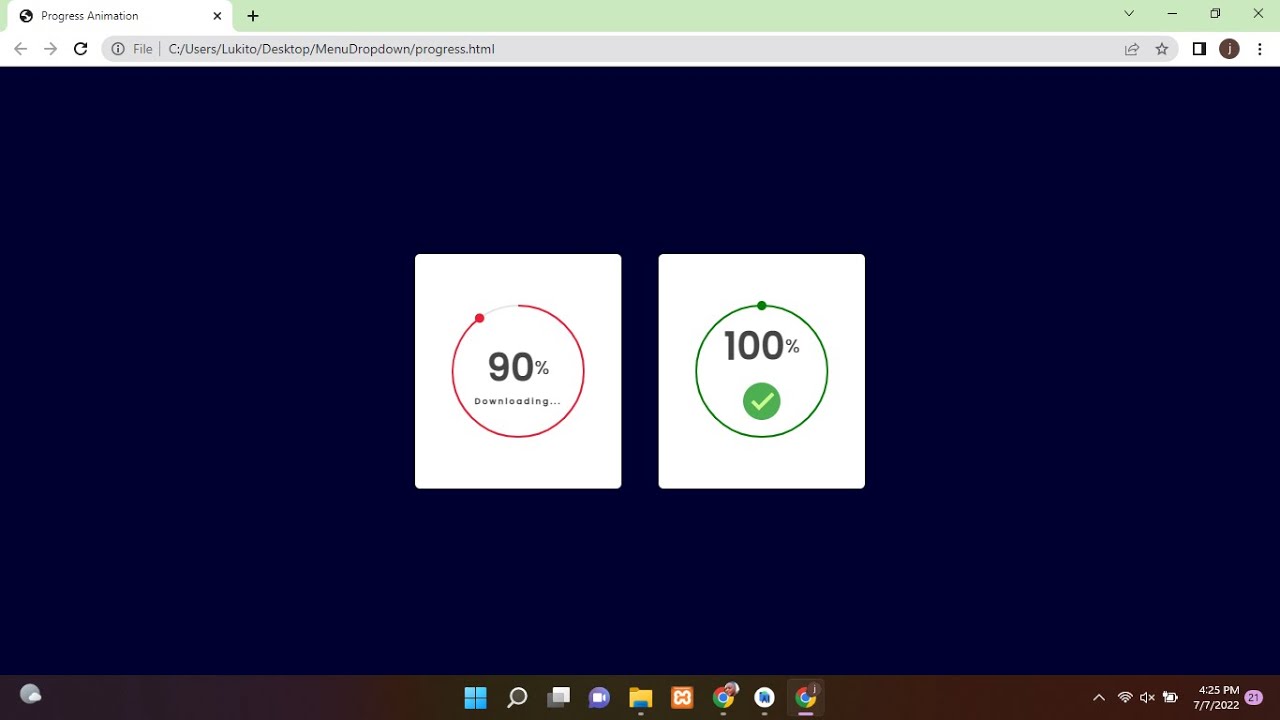 Animated Circular Progress Bar Using Html CSS Only   Dynamic SVG Progress Bar