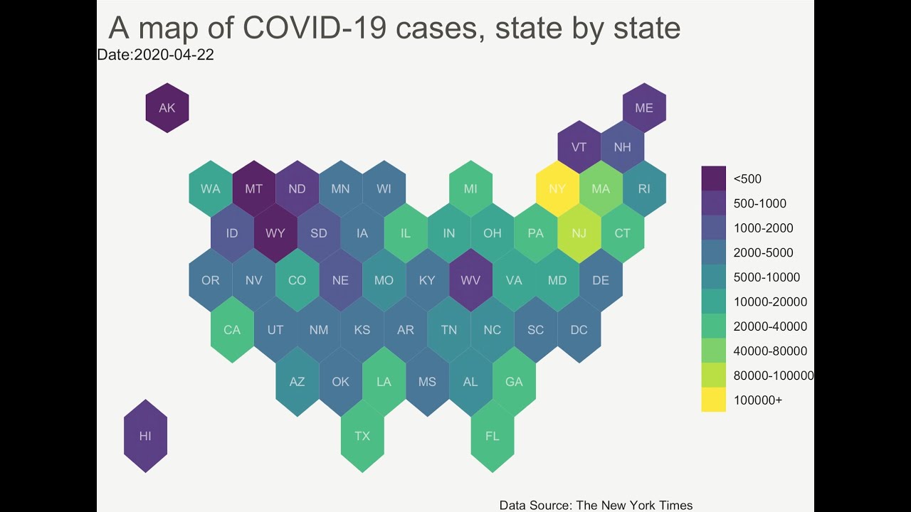 Create an animated hexbin map to visualise changes in the number of COVID19 cases over time