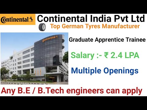 German MNC Hiring for Graduate Apprentice Trainee I Continental Tyres I Private Job I Salary 2.4 LPA