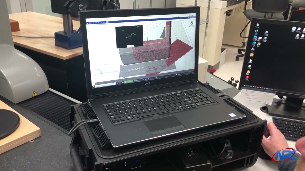 3D SCANNING RAIL CAR PART WITH BLUE LIGHT