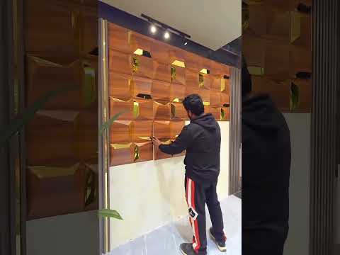 3D PVC Panel Installation, amazing woodwork #shorts #woodworking #furniture #design