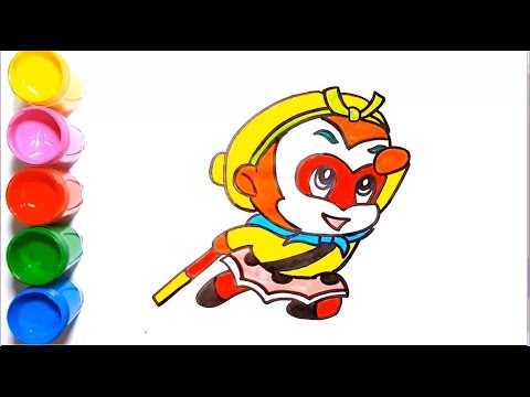 Drawing and Coloring Monkey King Cartoon | Learn Colors English For Kids