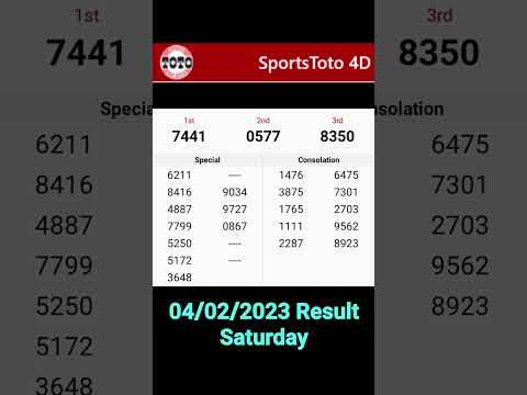 Toto 4d Today Result Malaysia Lottery Today Results 04/03/2023 #toto4d #4dresult