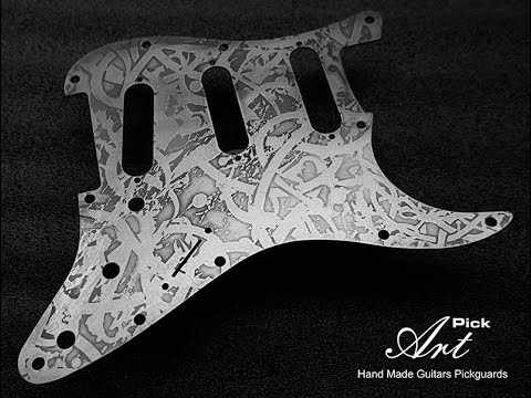 Stratocaster SSS Pickguard Silver Steel Metal Engraved Celtic | Reverb