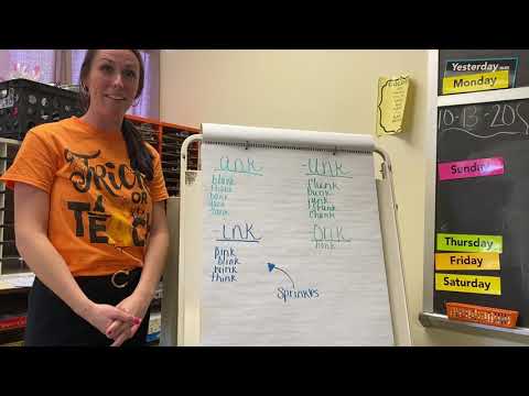 Spelling List 7-words ending in -ank, -onk, -ink, and -unk