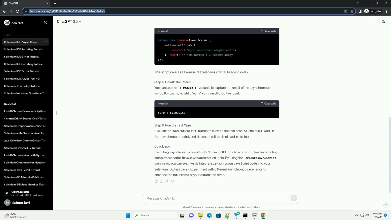 selenium ide execute async script example