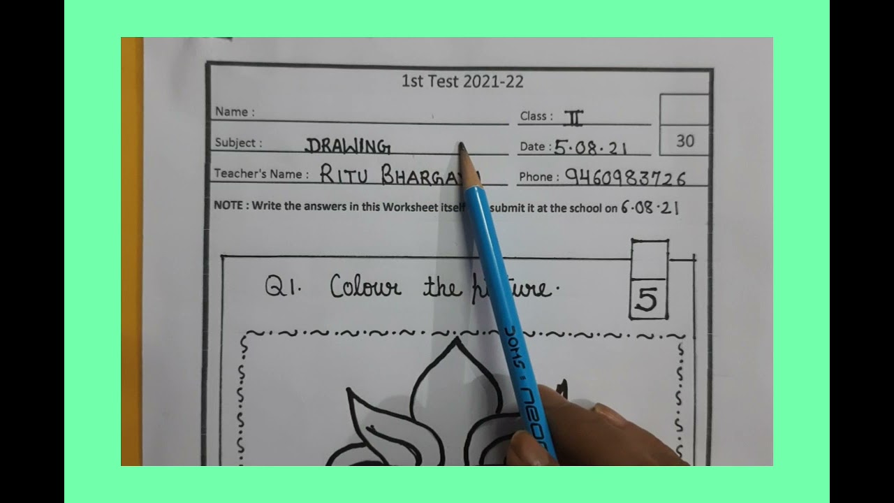 class2 Drawing 1st Test paper