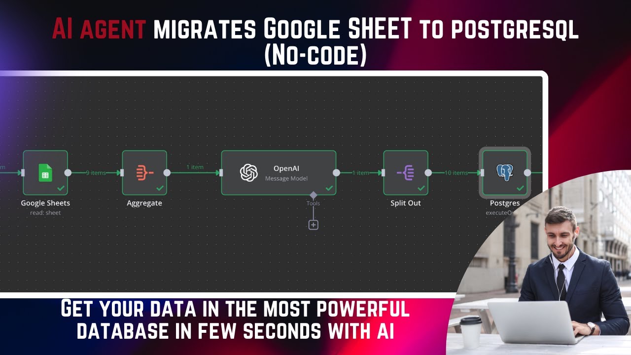 Migrate Google Sheet to Postgresql AI Agent Workflow (No-code N8N tutorial)