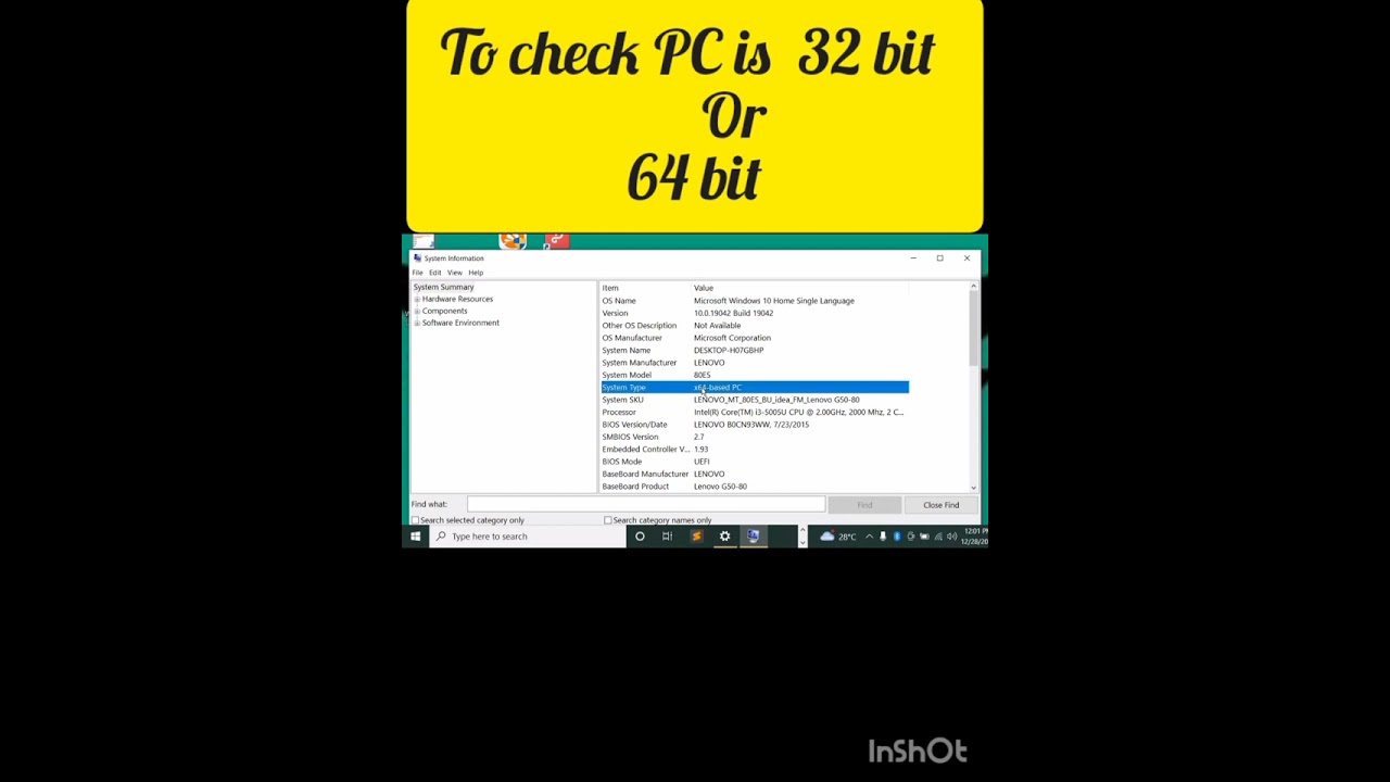 How to check PC is 32 bit or 64 bit #windows