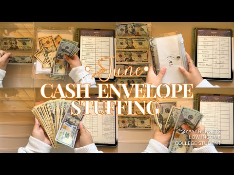 JUNE Cash Stuffing | $585 | Cash Envelopes| Low Income College Student| Long/Short Term | Goals |Pay