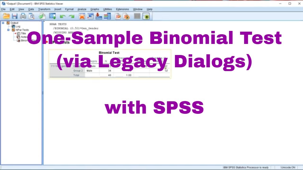SPSS - one-sample binomial test (via legacy dialogs)