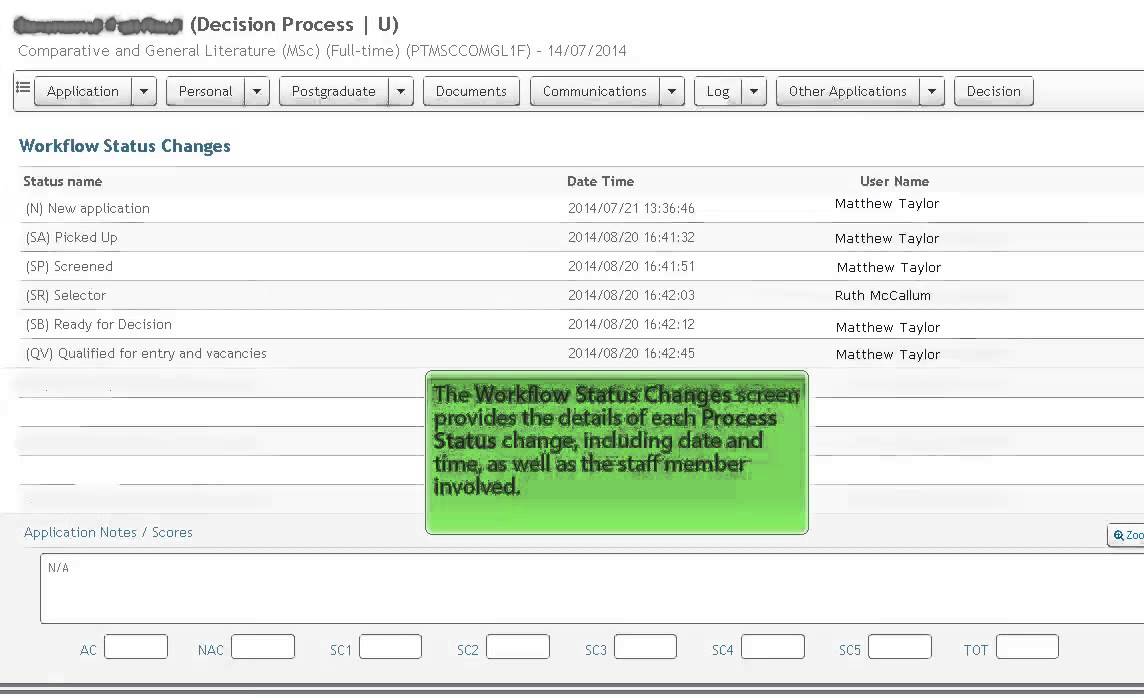How do I track an application's workflow?