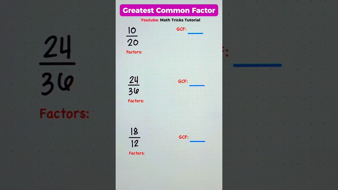Greatest Common Factor Hacks#MathTricksTutorial #maths #tutorial #mathematics #shorts #education