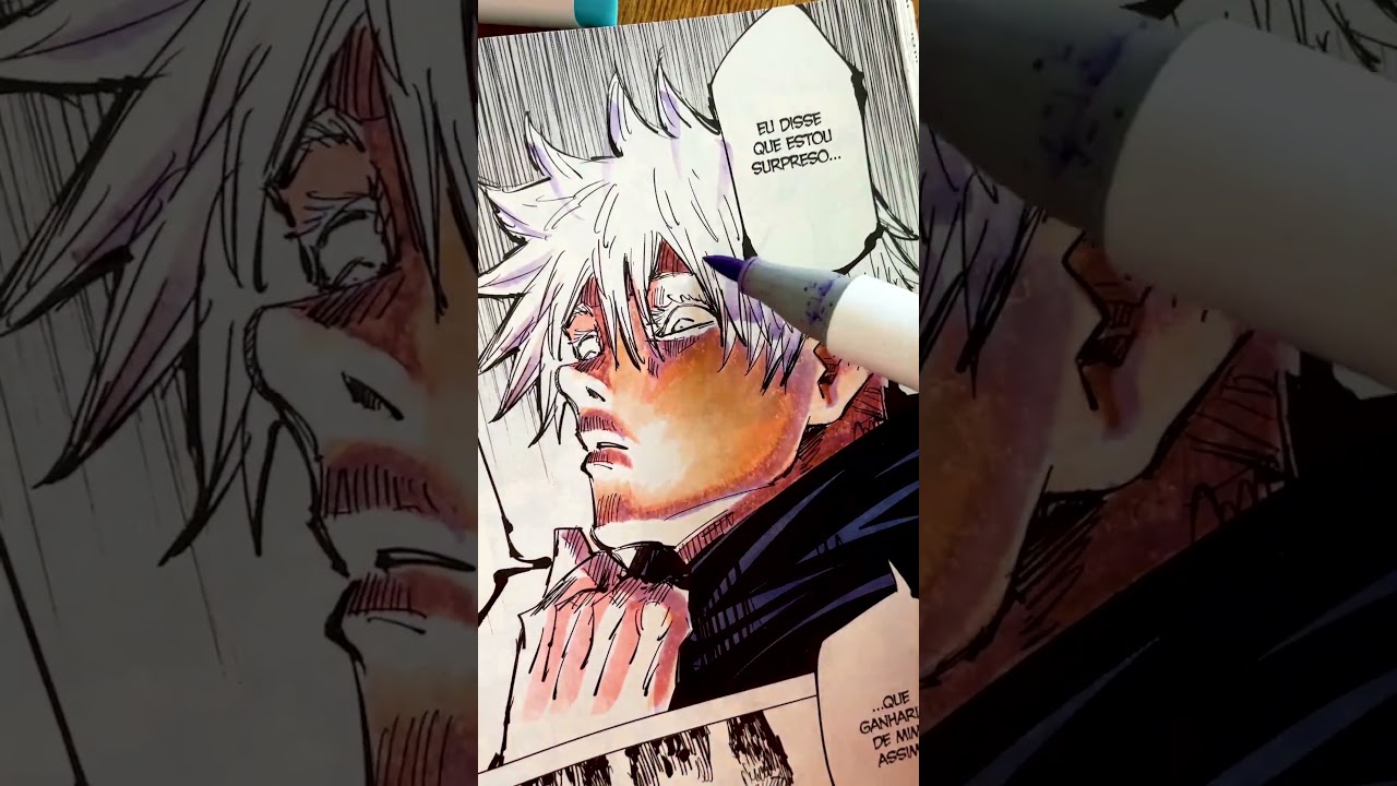 Coloring my Jujutsu Kaisen manga  🔥 Gojo in Shibuya #art #shorts #manga #jujutsukaisen #gojo