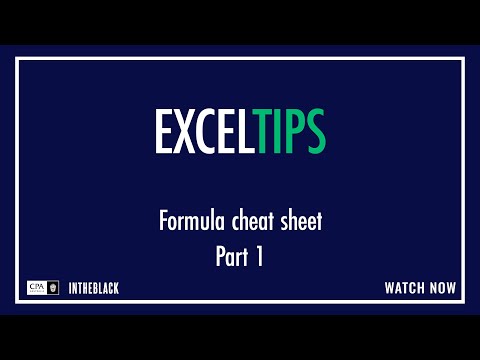 Excel Tips: Formula cheat sheet part 1