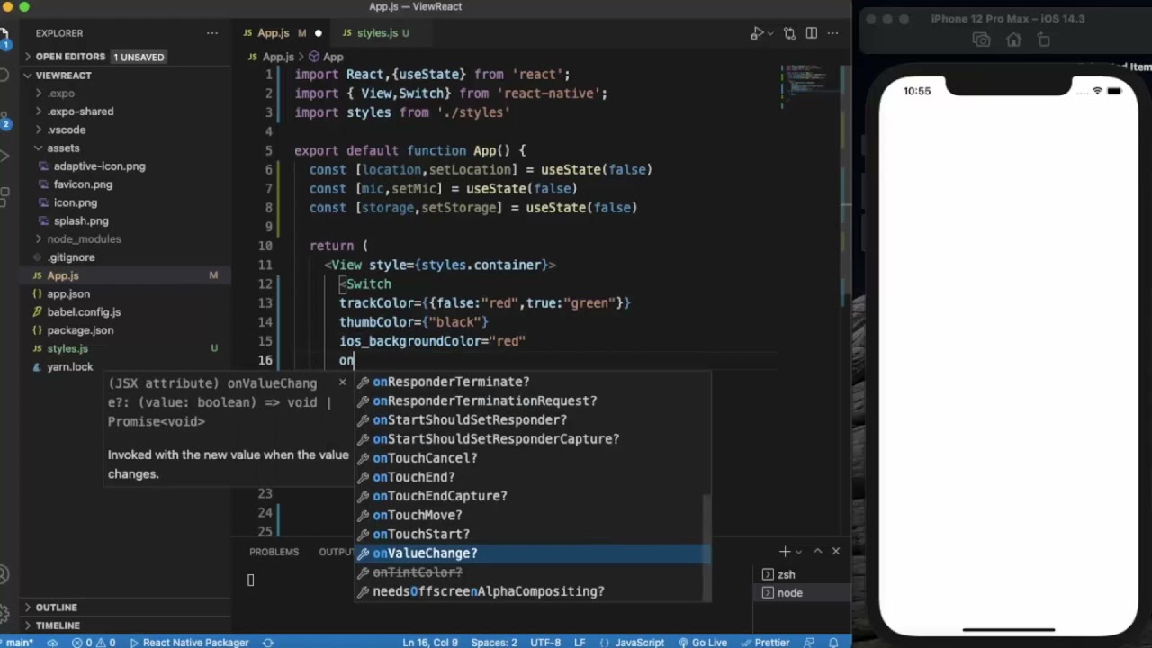 React Native Tutorial 25 - React Native Switch Example