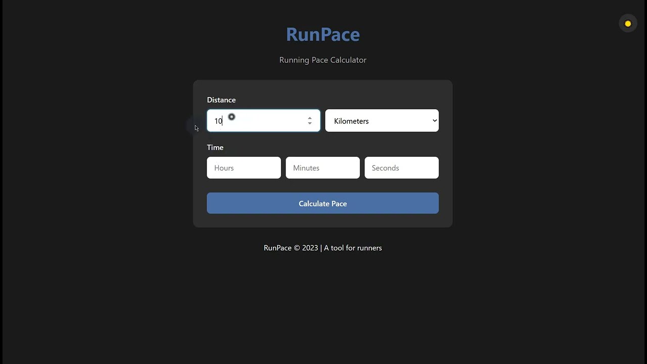 Running Pace Calculator Using HTML, CSS and JavaScript with Source Code