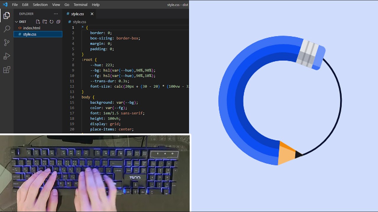 ASMR Programming - Pencil Preloader using HTML CSS - No Talking
