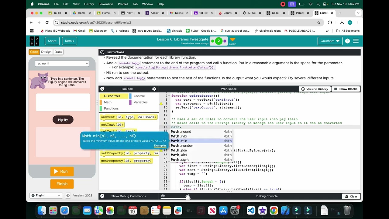 Unit 7: Lesson 6 (Libraries Investigate) - AP Computer Science Principles