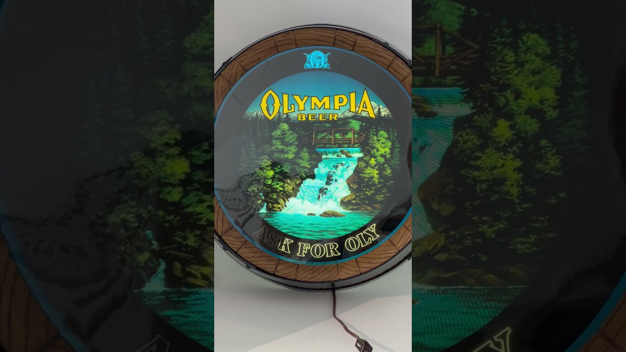 Olympia Beer Motion Lighted Waterfall Sign - New Old Stock