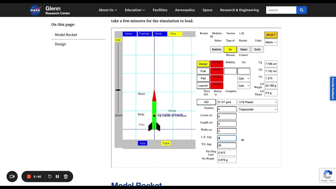 Rocket Simulator Demonstration