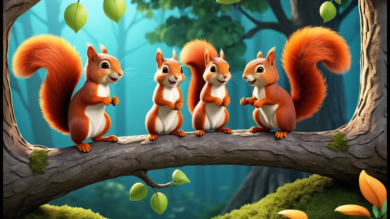 Five Silly Squirrels in the Tree | Fun Squirrel Nursery Rhyme for Kids | Playful Tree Adventure